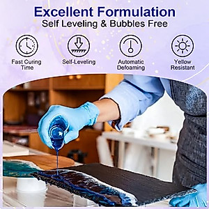 Epoxy Resin Kit 72OZ - Crystal Clear Resin Epoxy - No Yellowing No Bubble Art Resin Casting Resin for Art Crafts, Jewelry Making, Wood & Resin Molds(36OZ x 2)