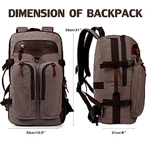 G-FAVOR Travel Laptop Backpack, Vintage Canvas College School Backpack Bookbag for Men & Women Computer Backpack 15.6 inch, Carry on Backpack Luggage Daypack Weekender Duffel Bag