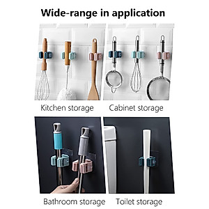 plplaaoo Broom Holder,Wall Mounted Mop Storage Rack Clamp, Broom Gripper Holds Self Adhesive for Smooth Wall and Ceilings, Glass, Metal, Wood, Ceramics, for Bathroom Kitchen Garden Light Green, b