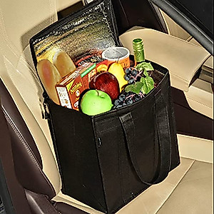 Insulated Shopping Bags for Groceries - 2 Pack Soft Sided Cooler Bag, Insulated Grocery Bags with Zippered Top, Reusable Shopping Bags for Food, Delivery, Catering, Foldable & Collapsible Tote Bags