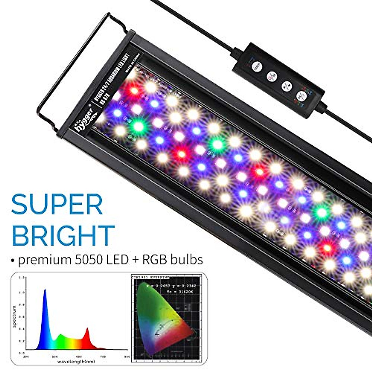 hygger Advanced Full Spectrum LED Aquarium Light with Timer 24/7 Lighting Cycle, Customize Mode 7 Colors 5 Intensity Planted Tank Light for 55~75 Gallon Fish Tank