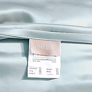 THXSILK 100% Silk Pillowcase for Hair and Skin Luxury 25 Momme Mulberry Silk, Pillow Cases with Hidden Zipper (Queen, Light Blue)