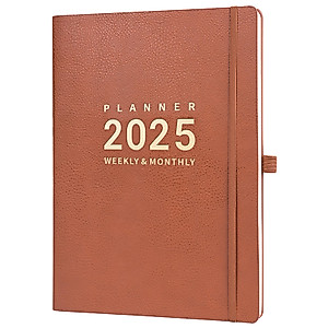 2023 Planner - Weekly & Monthly Planner 2023, 8.5" x 11", Jan 2023 - Dec 2023, Pen Holder, Calendar Stickers, Pocket, 25 Notes Pages, Faux Leather Cover, 2 Book Marks, A4 Premium Paper - Brown