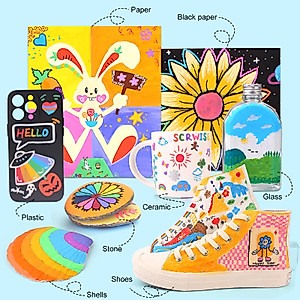 Amamao 100 Colors Acrylic Paint Markers Pens Set,50 Pack Dual Tip Acrylic Paint Markers with Brush Tip and Fine Tip for Rock Painting Fabric Plastic Wood Canvas Stone Glass Paper DIY Craft Supplies