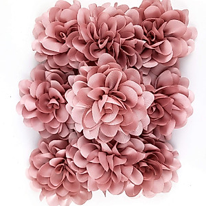 Worlds Dusty Pink Chiffon Ruffled Fabric Flower for DIY Handmade Decorative, Hair Clip,Scrapbooking and More Decoration 10PC (2-3/8" Inch)