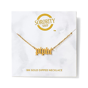 Sorority Shop Pi Beta Phi Necklace — PBP Old English Font Design, 18K Gold Plated, Pi Beta Phi Gifts for Women