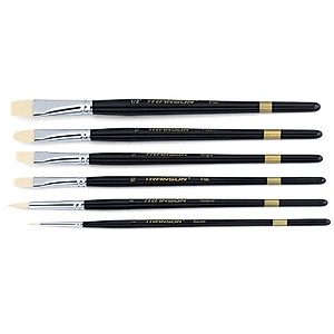 Transon Paint Brush Set 6pcs Art Painting Synthetic Bristle for Acrylic Watercolor Gouache Oil Leather Canvas and Face Painting