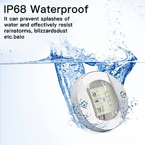 ALFU 8PCS White DC12V 6 LED Side Marker Light Navigation Lights Waterproof Marine Boat Yacht Round Transom Anchor Stern Lights Lamp Courtesy Light with Chrome Bezel