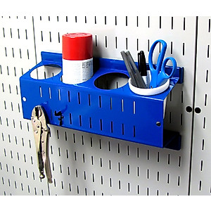 Wall Control Pegboard Spray Can Holder Bracket and Aerosol Can Organizer for Wall Control Pegboard and Slotted Tool Board - Blue