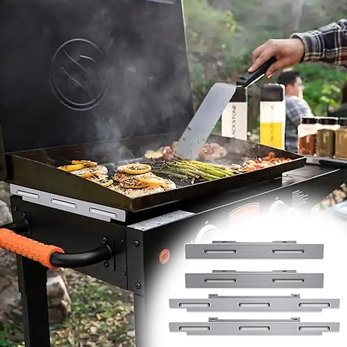 Wind Guards for Blackstone 28 Inch Griddle, Blackstone Griddle Accessories Stainless Steel Magnetic Wind Screen, Protect Flame Hold Heat, Save Gas, Fit with Rear Grease Cup, Hood and Side Shelf