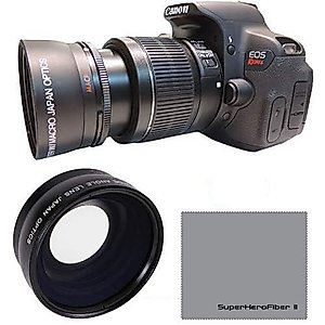 HD OPTICS 58MM 0.43x Professional HD Wide Angle Lens for Canon EOS Rebel 77D T7i T6s T6i T6 T5i T5 T4i T3i T3 SL1 1100D 700D 650D 600D 550D 1100D 1200D 1300D SL2 XT XTI XS XSI ELAN