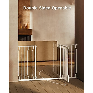 Ciays 29.5” to 57.1” Baby Gate for Stairs Doorways and House, 30” Height Extra Wide Auto-Close Safety Dog Gate for Pets with Secure Alarm, Pressure Mounted, White