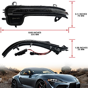 NSLUMO Sequential LED Side Mirror Marker Lights for To'yota GR Supra A90 A91 2020-2023 Sideview Mirror Turn Signal Lamp Assembly Smoked Lens OEM Side Indicator Replacement