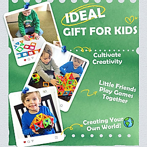 Coodoo Magnetic Tiles with 2 Cars Magnetic Toys for 3 4 5 6 7 8+ Year Old Boys Girls, Magnetic Blocks Building Set for Toddlers STEM Creativity Educational Toys for Kids Age 3-6