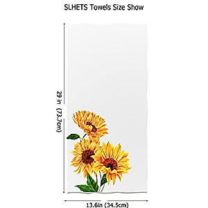 SLHETS Bright Sunflower Hand Towels 13.6 X 29' Yellow Flowers Bath Towel Soft Kitchen Dish Towels for Household Daily Use | Home Decoration | Carry-On Hotel Gym Spa