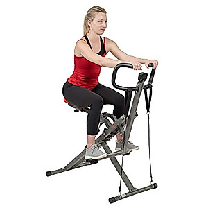 Sunny Health & Fitness Row-N-Ride PRO Squat Assist Trainer, 300 LB. Capacity, 12 Levels Resistance Rower, Easy Setup & Foldable, Exercise Equipment, Rower, Glute & Leg Trainer Machine - SF-A020052