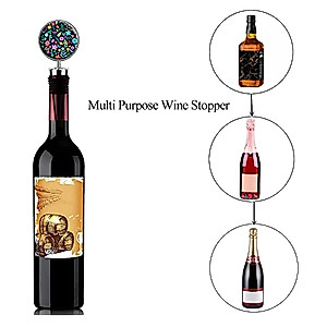 Wine Bottle Stoppers,Decorative Reusable Wine Stoppers Beverage Bottle Stopper Wine Corks Silicone Stainless Steel Wine Saver Plug For Gifts, Bar, Holiday Party, Wedding (Stoppers Bloom Flower 2pack)