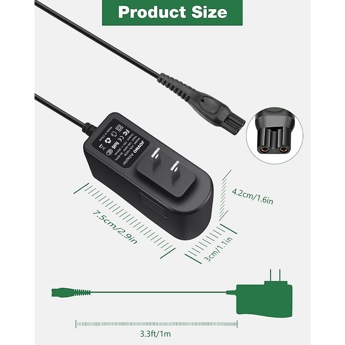 HQ8505 Replacement Charger Cord Fit for 2300 3500 7000 5000 3000 Series mg5750 mg7750 Electric Shaver Razor, Aquatec Arcitec Multigroom Beard Trimmer