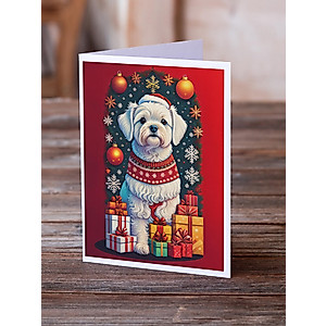 Caroline's Treasures DAC3124GCA7P Maltese Holiday Christmas Greeting Cards Pack of 8 Blank Cards with Envelopes Whimsical A7 Size 5x7 Blank Note Cards