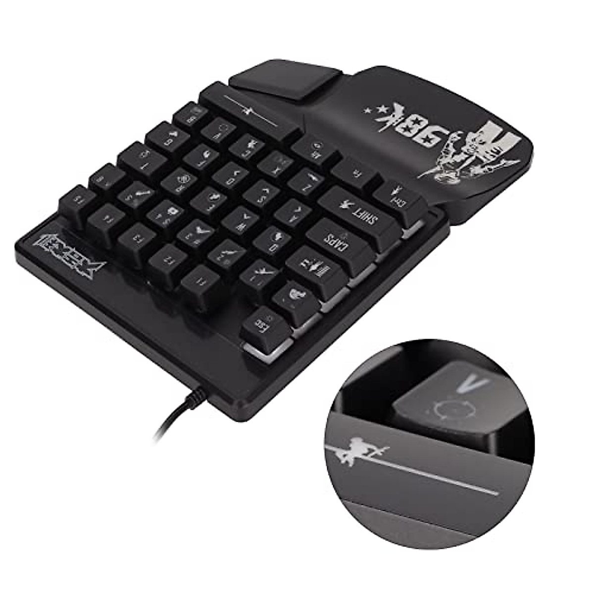 Mini Gaming Keyboard, One Handed Keyboard 35 Keys Ergonomic Design Driver Free for Esports Game for Computer