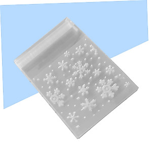 Healeved 200pcs Cellophane Bags Adhesive Snowflake Treat Bags Cellophane Party Bags Shoulder Strap Pads for Bags Cellophane Bags Small Cellophane Bags Pastry Bag To Bake