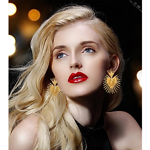 9 Pair Big Gold Earrings Large Gold Disc Flower Bold Earrings for Women Summer Beach Statement Geometric Earrings Jewelry Gifts