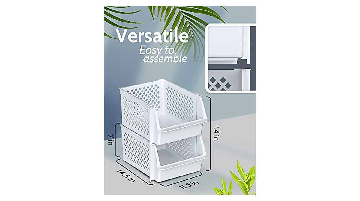 Skywin Plastic Stackable Storage Bins for Pantry - Stackable Bins For ...