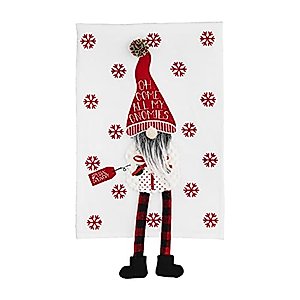 Mud Pie Christmas Dangle Gnome Tea Towel, Gnomies, 21" x 14"