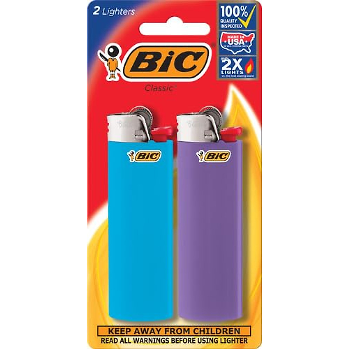 Bic Classic Full Size Lighters 2 Lighter Pack, Colors May Vary