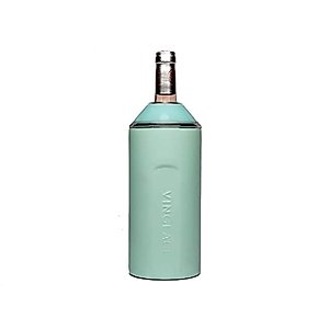 Vinglacé Wine Bottle Chiller- Portable Champagne Insulator- Stainless Steel Wine Cooler Sleeve, Sea Glass