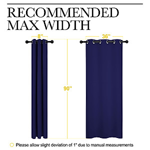 NICETOWN Window Drapes Long Curtains - Living Room Panels Grommet Top Window Treatment for Hall & Guest Room (Navy Blue, 42 inches Wide x 90 inches Long, 2 Pieces)