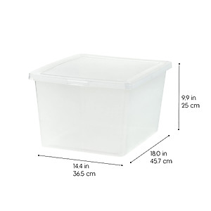 IRIS USA 25 Qt Clear Storage Box, BPA-Free Plastic Stackable Bin with Lid, 4 Pack, Containers to Organize Shoes and Closet Shelves, Classroom Organization Teacher Tools, Game Storage