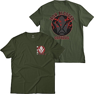 Calibear Prints Tekkadan Mobile Suit Gundam Iron Blooded Orphans Barbatos Anime Art Graphic T-Shirt (Military Green, 2XL)