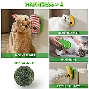 havit 2-Pack Catnip Toys for Indoor Cats, Stick on Wall Catnip Ball Toys for Cats to Lick, Massage & Self Grooming (Yellow & Pink)