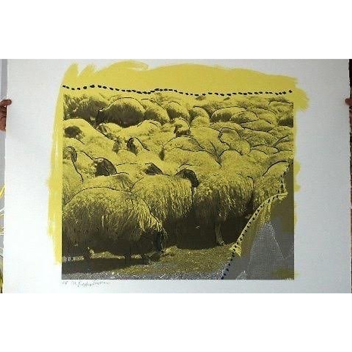 Yellow Herd Of Sheep Menashe Kadishman