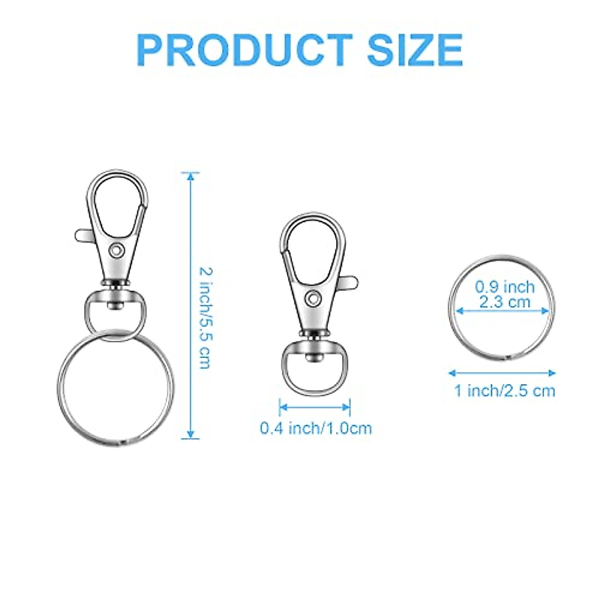 104PCS Swivel Snap Hooks with Key Rings, Metal Lobster Claw Clasp, Keychain Rings for Crafts 1.25inch/32mm