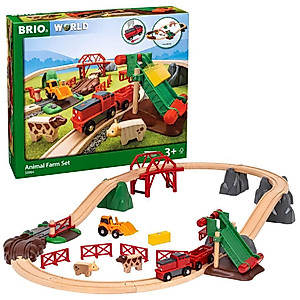 BRIO 33984 Animal Farm Set | Wooden Toy Train Set for Kids Age 3 and Up