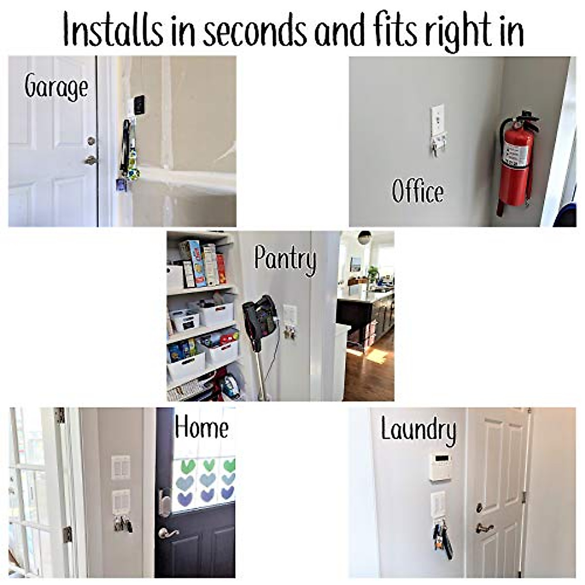 The No-Screwups Key Hook Organizer by Mount Genie (White, 1-Pack): Wall Mount with No Damaging Screws or Tape. Installs in Seconds on Any Light Switch. Great for Entryway, Mudroom, Kitchen, Office