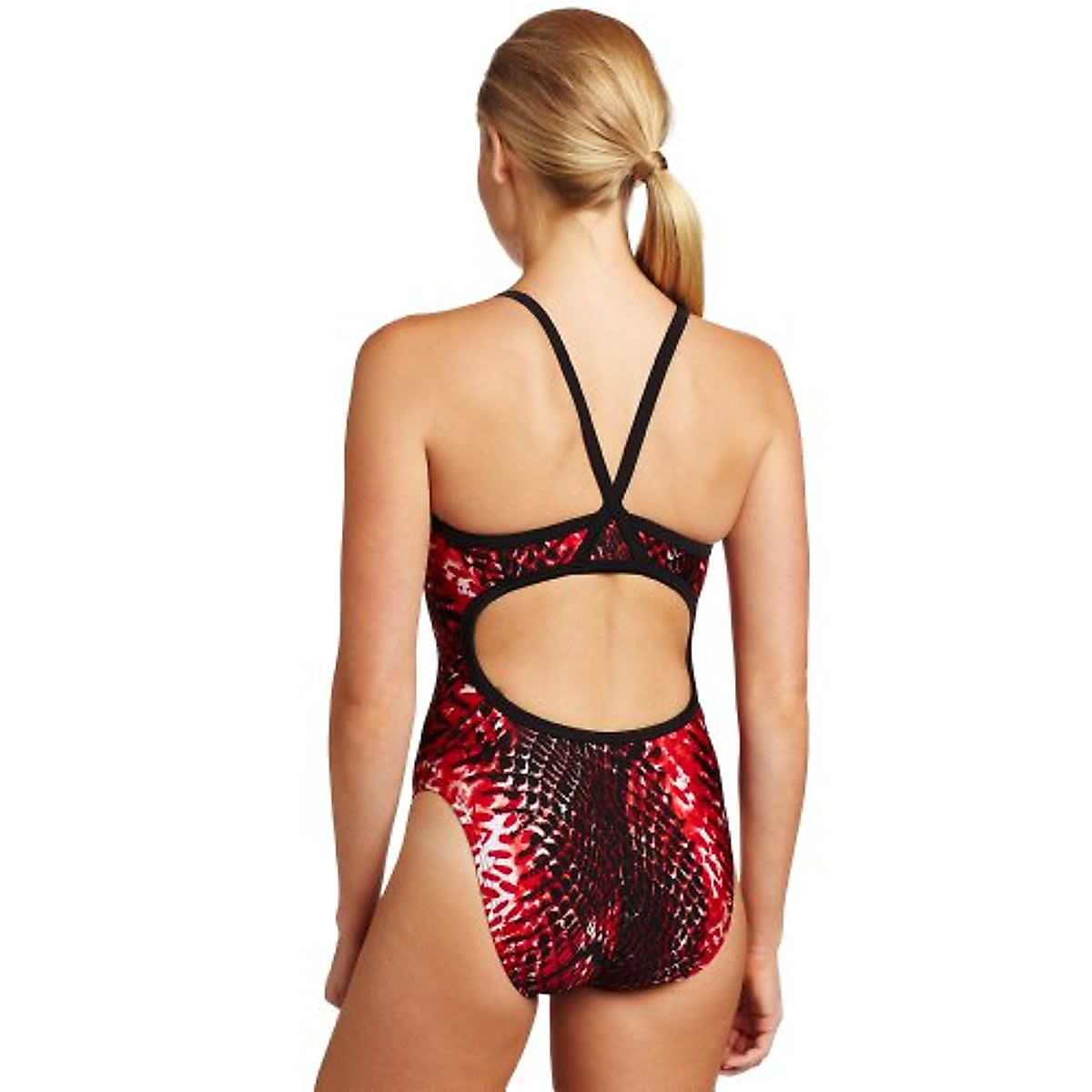 Speedo Women's Mighty Python Xtra Life Lycra Flyback Performance Swimsuit, Red, 26