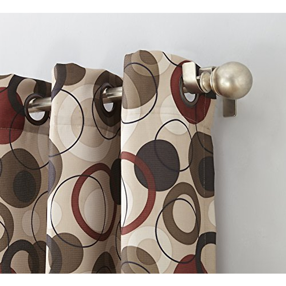 No. 918 Celestial Celestial Print Semi-Sheer Grommet Curtain Panel, 48" x 84", Paprika