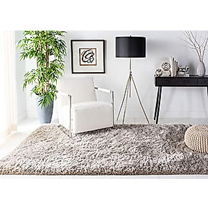 Safavieh Atlantic Shag Collection 8' x 10' Silver ATG101G Handmade Solid 1.2-inch Thick Area Rug