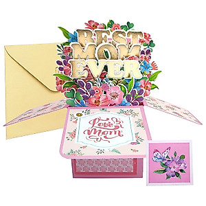 Christmas Card Pop Up Cards 3D Popup Cards Best Mom Christmas Pop Up Cards with Note Card and Envelope for Christmas Gifts Birthday Cards Thinking of You Mom Christmas Cards