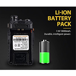 BAOFENG UV-5R Two-Way Radio Walkie Talkies, Dual Band, 128 Channels with 3800mah and Earpiece-Black