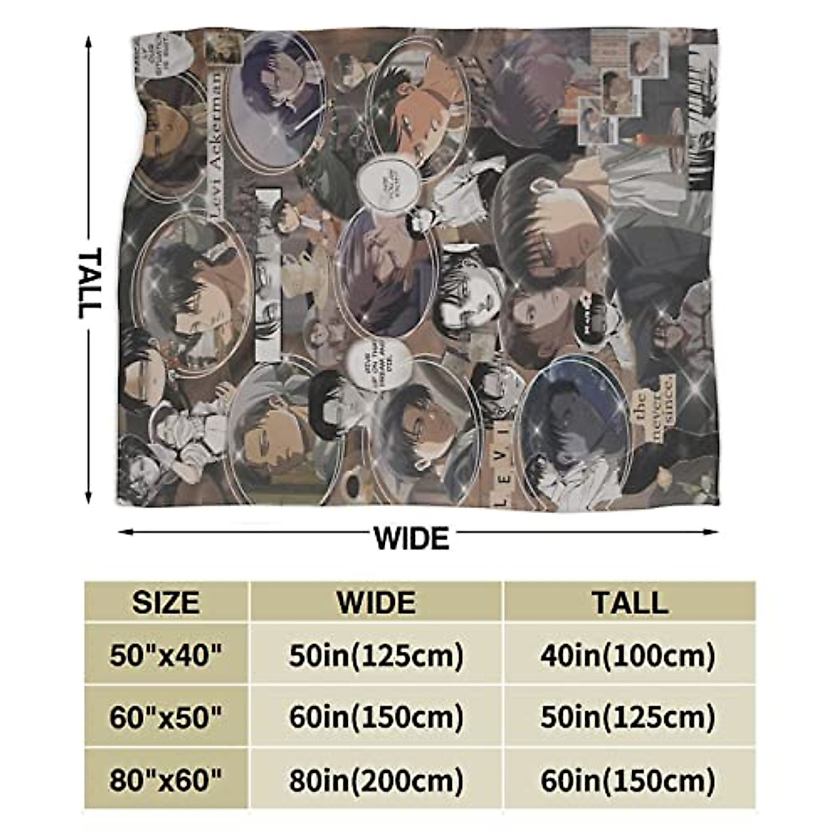 Anime Throw Blanket Levi Ackerman Throw Blanket Ultra-Soft Flannel Blanket