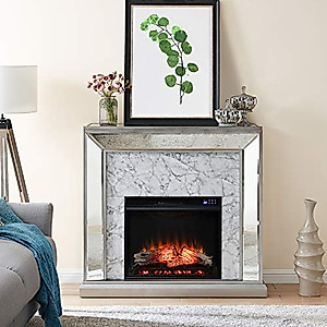 SEI Furniture Trandling Mirrored & Faux Electric Fireplace, New Antique Silver/White Marble (AMZ9537201RF)