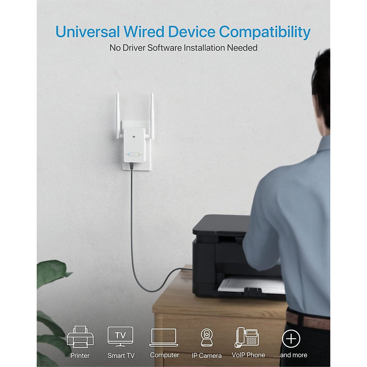 BrosTrend Universal WiFi to Ethernet Adapter, 300Mbps on 2.4GHz, WiFi to Wired Converter Wireless Bridge+BrosTrend 1200Mbps Long Range USB WiFi Adapter for PC Desktop Laptop of Windows 11/10/8.1/8/7