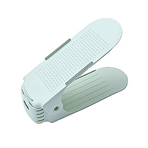 Jeanoko Shoe Stacker, Adjustable Shoe Rack Innovative Double Layer Storage Shoe Holder Space Saving Shoes Bracket Shoe Slots Space Saver for Home Dormitory(Green)