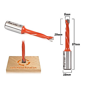 YONICO Boring Bits Brad Point Left Hand 5mm 10mm Shank 41105L