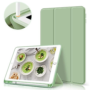 Aoub Case for iPad 6th/5th Generation Cases 9.7 inch 2018/2017 with Pencil Holder, Slim Lightweight Smart Stand Cover, Auto Wake/Sleep, Model A1893 A1954 A1822 A1823, Light Green