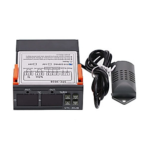 STC-3028 AC 220V DC 12V 24V Dual Digital Thermostat Temperature Humidity Controller Thermometer Hygrometer Incubator Controller (110-220V)